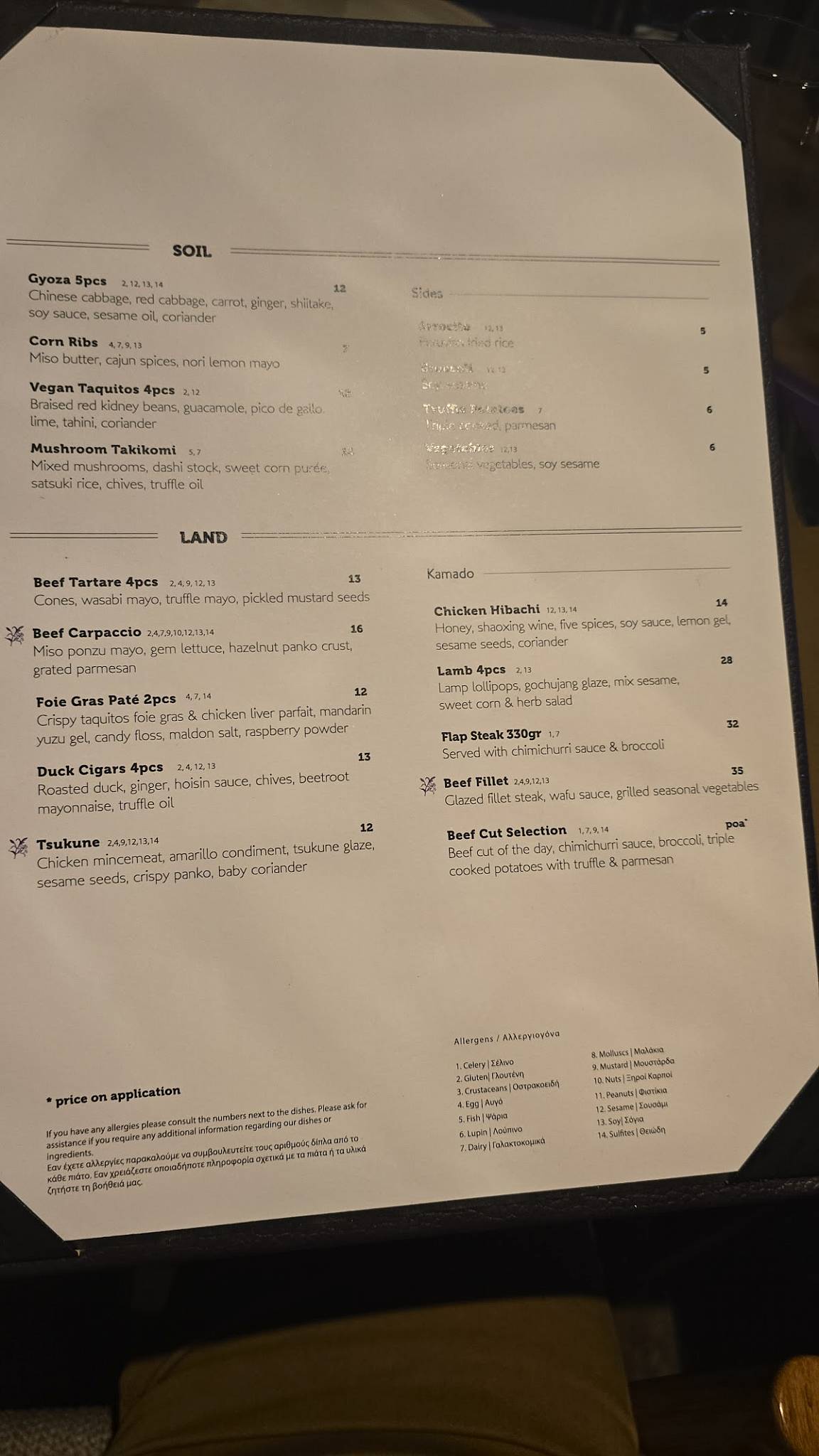 Menu at Tocayo, Nicosia