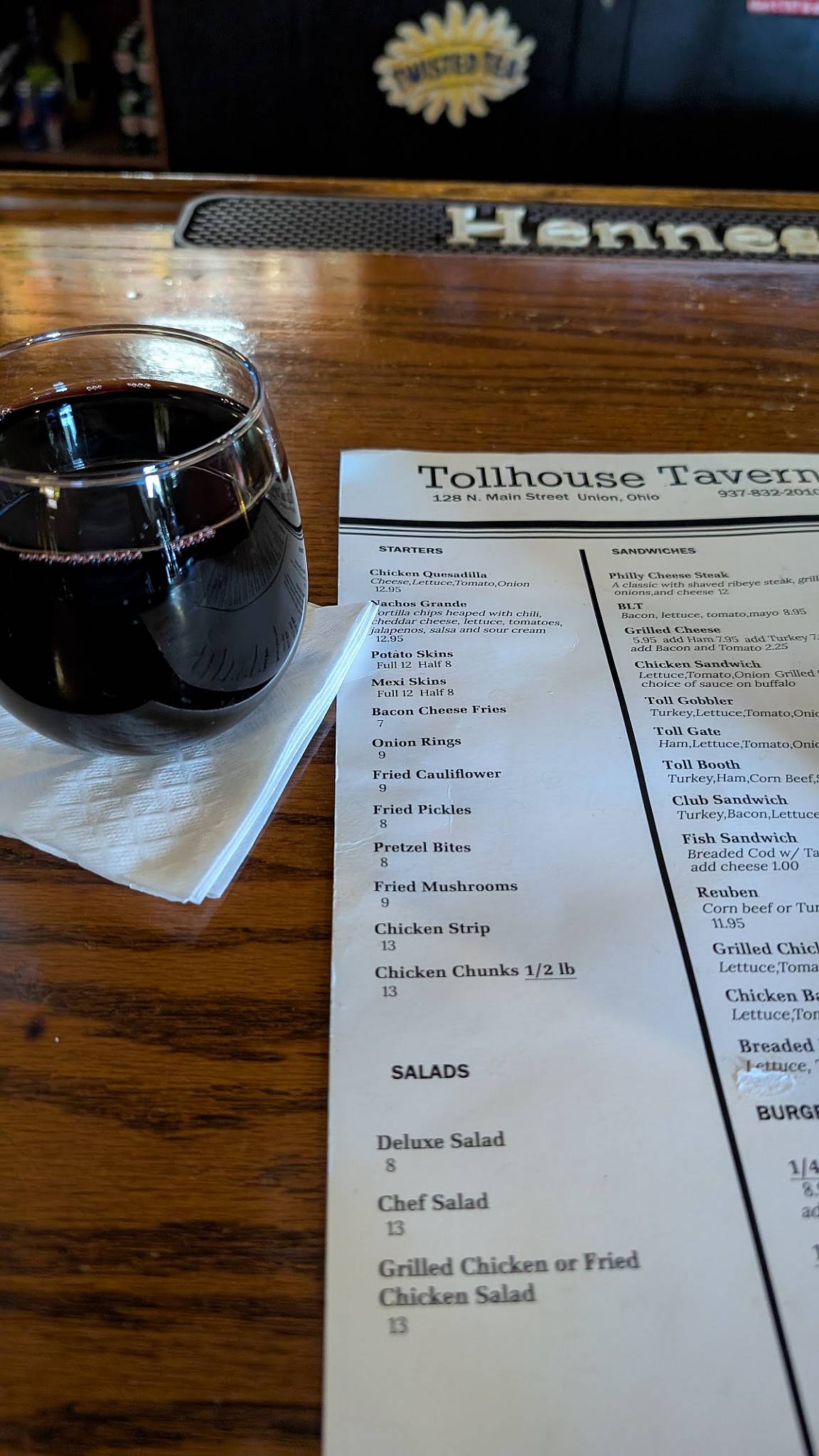 Menu at Toll House Tavern pub & bar, Union, 128 N Main St