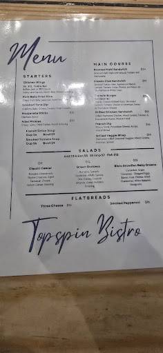 Menu at TopSpin Bistro restaurant, Miramar Beach