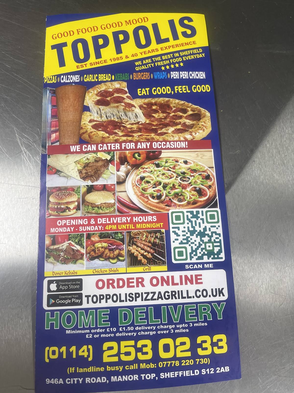 Menu at Toppolis Pizza Grill House Sheffield pizzeria, Sheffield