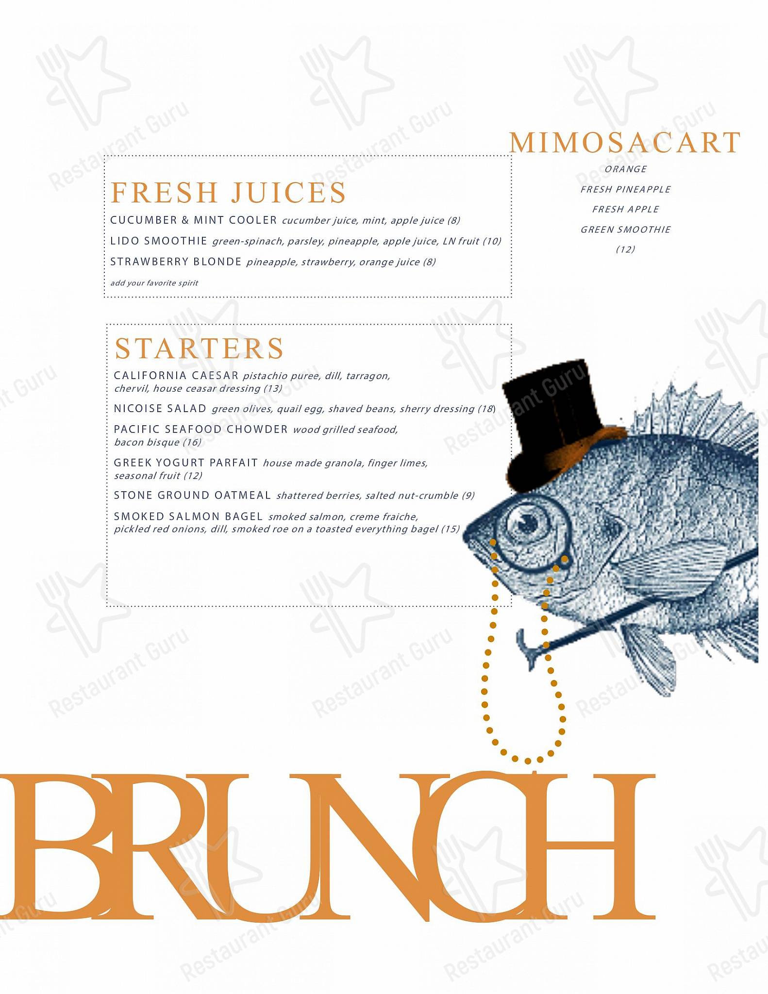 Menu at Topside Roof Deck pub & bar, Newport Beach