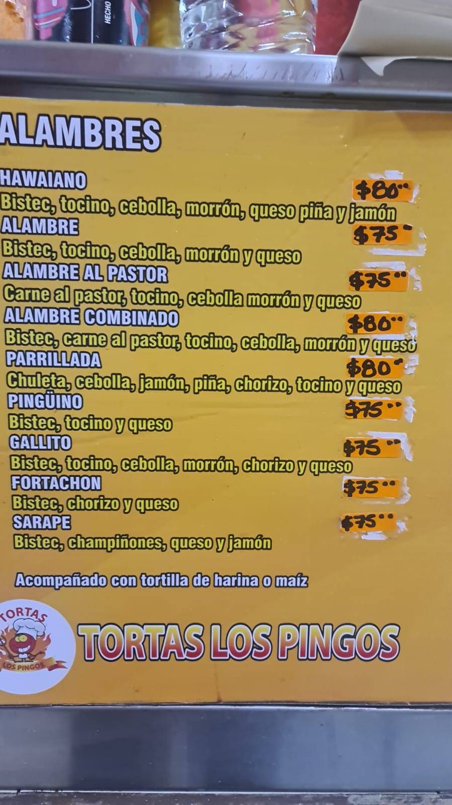 Carta del restaurante Tortas Los Pingos, Ciudad del México