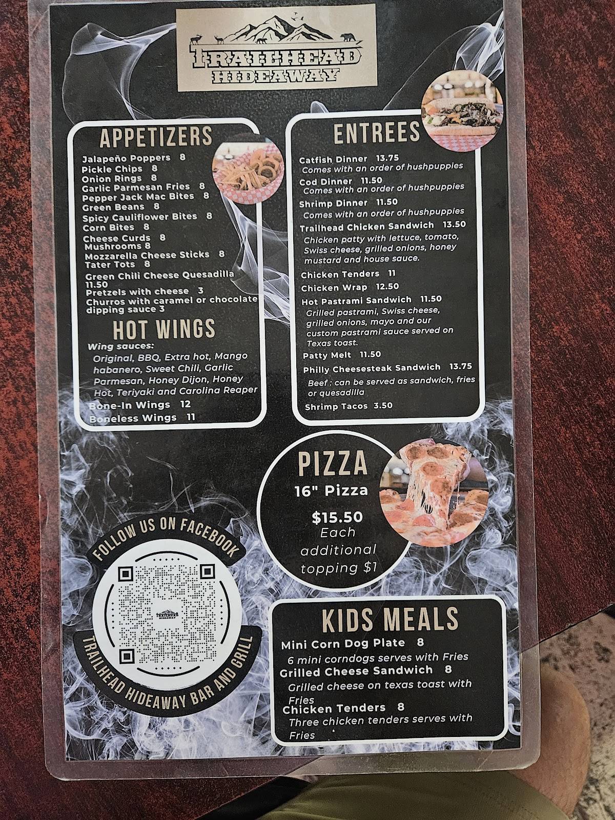 Menu at Trailhead Hideaway Bar and Grill, Safford
