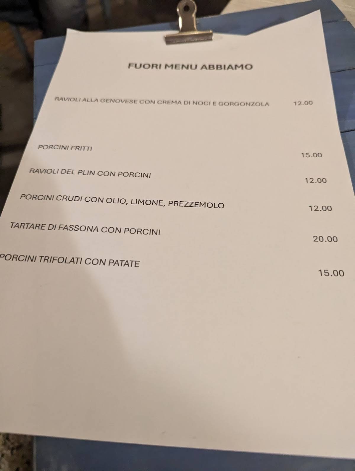 Menu at Trattoria Carlito restaurant, Arenzano, Via Edoardo Ghiglini