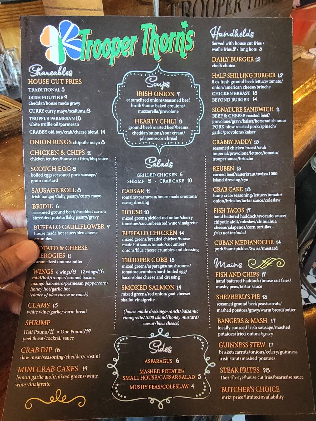 Menu at Trooper Thorn's Irish Beef House pub & bar, Reading, 451 ...