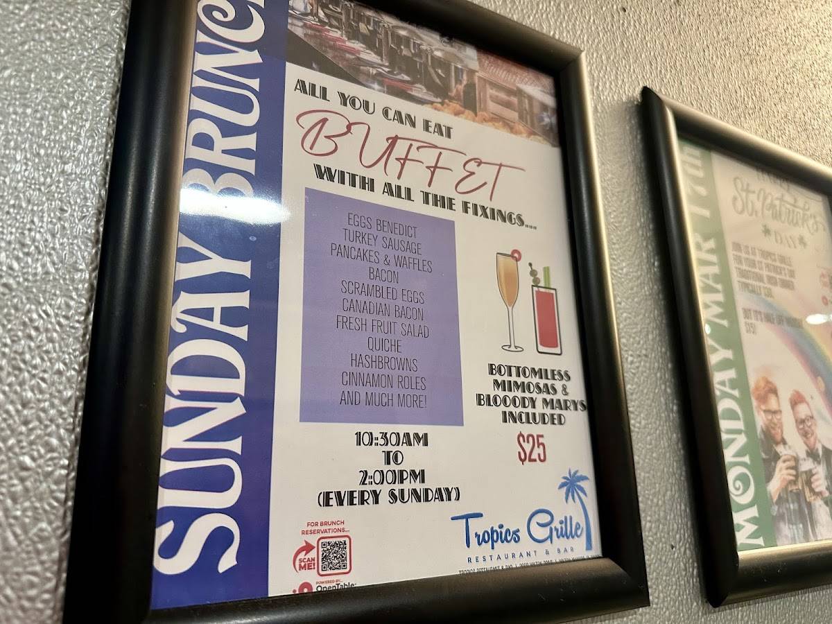 Menu at Tropics Grille restaurant, Wilton Manors