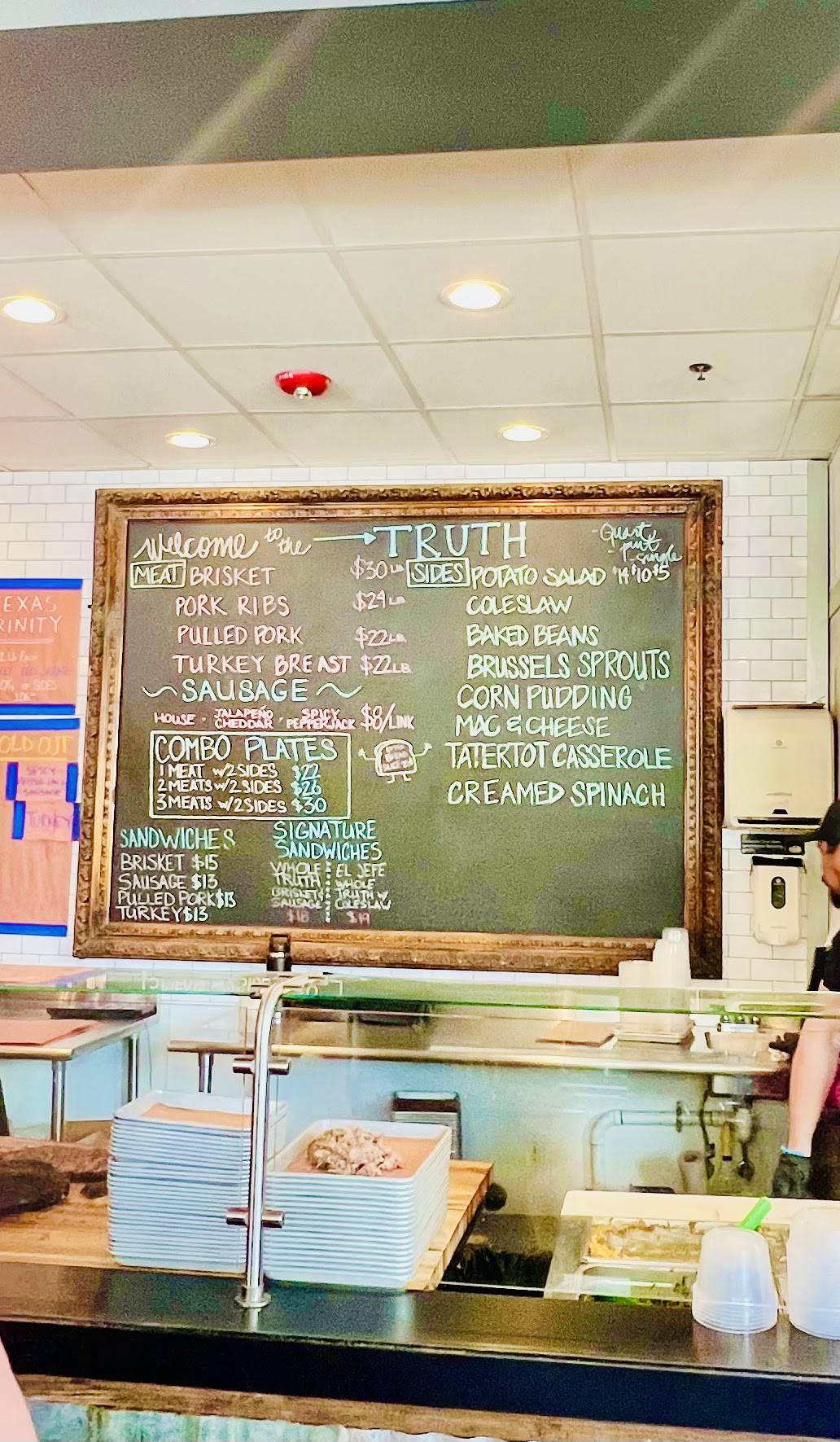 Menu at Truth BBQ, Houston