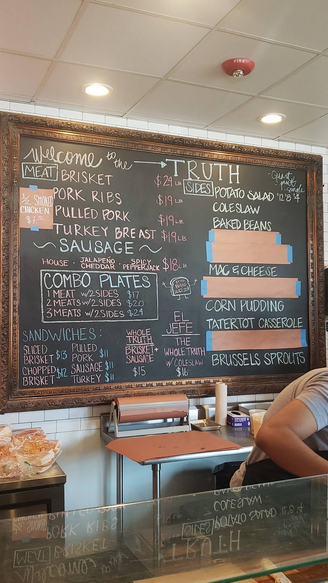 Menu at Truth BBQ, Houston
