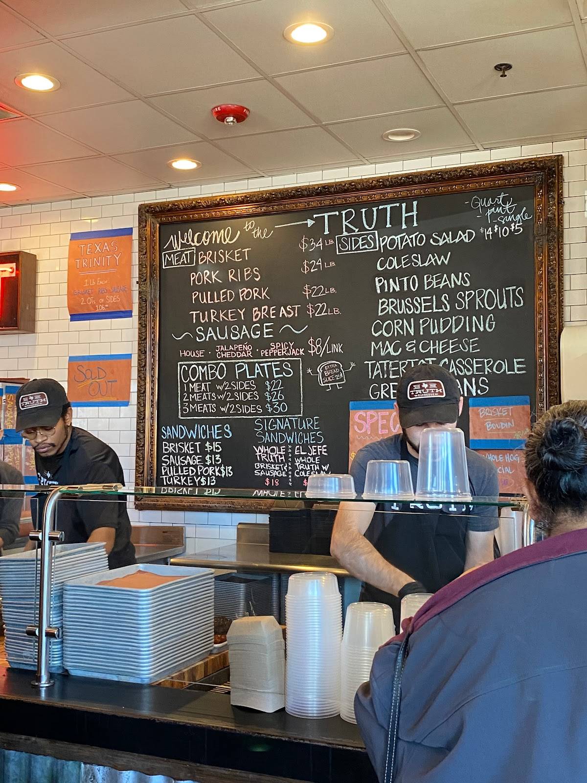 Menu at Truth BBQ, Houston