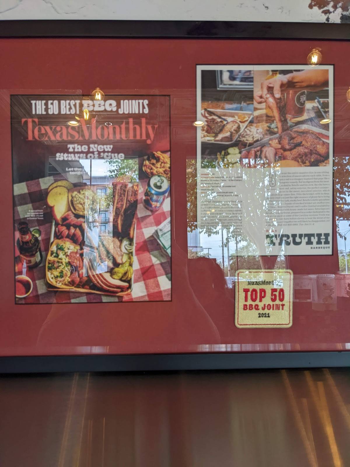 Menu at Truth BBQ, Houston