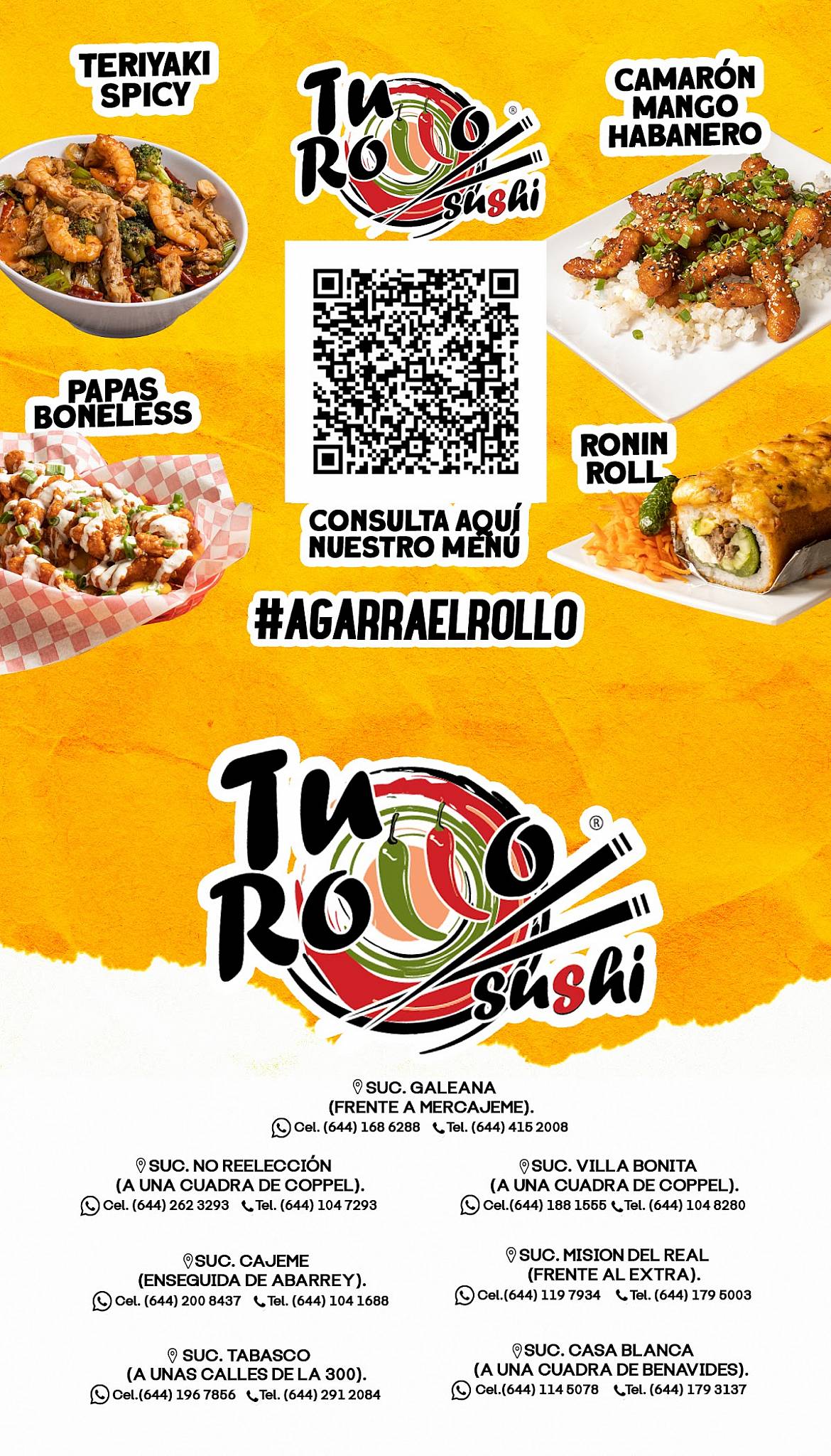 Carta del restaurante Tu Rollo Sushi, Ciudad Obregón