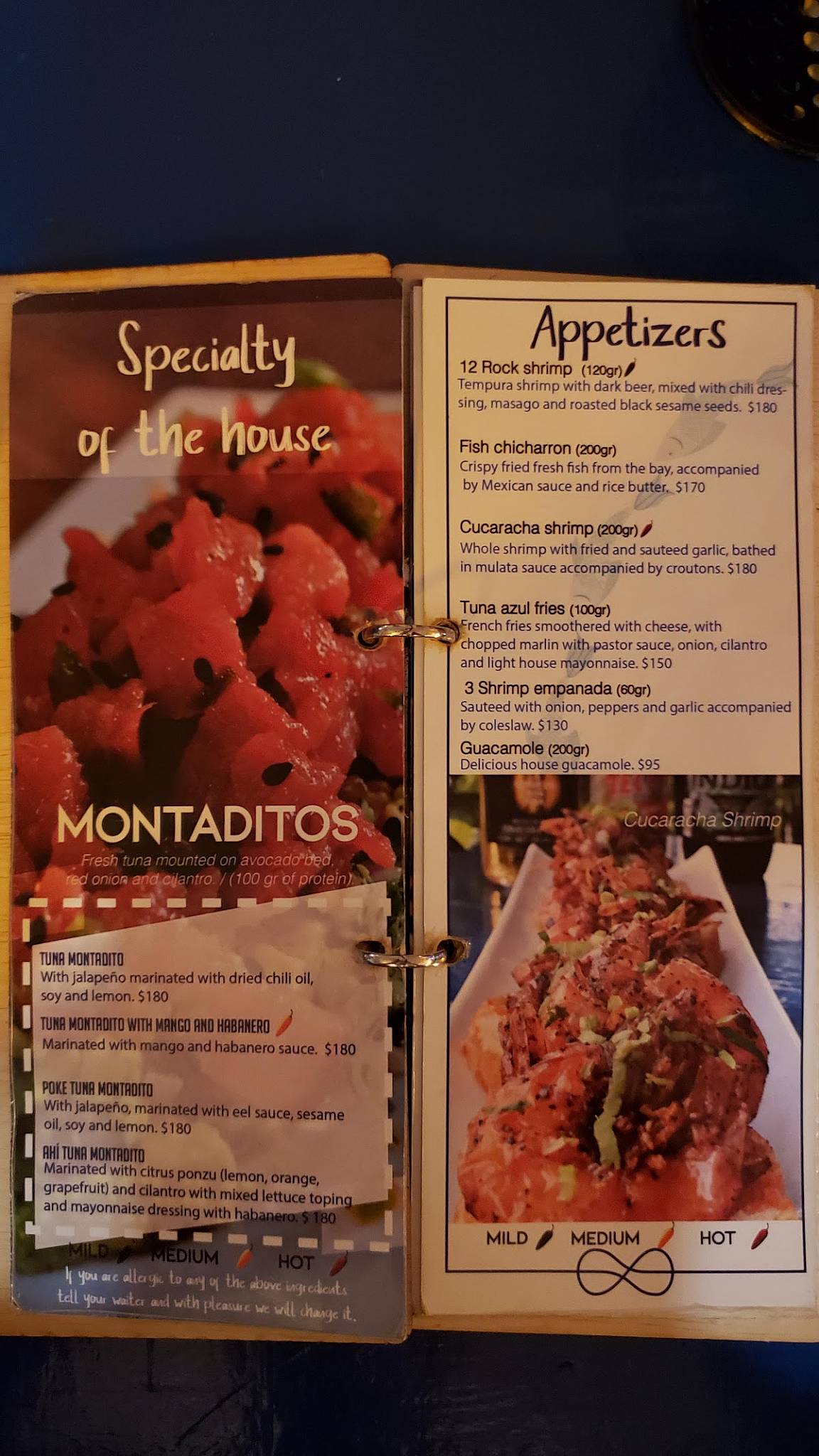 Menu at Tuna Azul Zona Romantica restaurant, Puerto Vallarta
