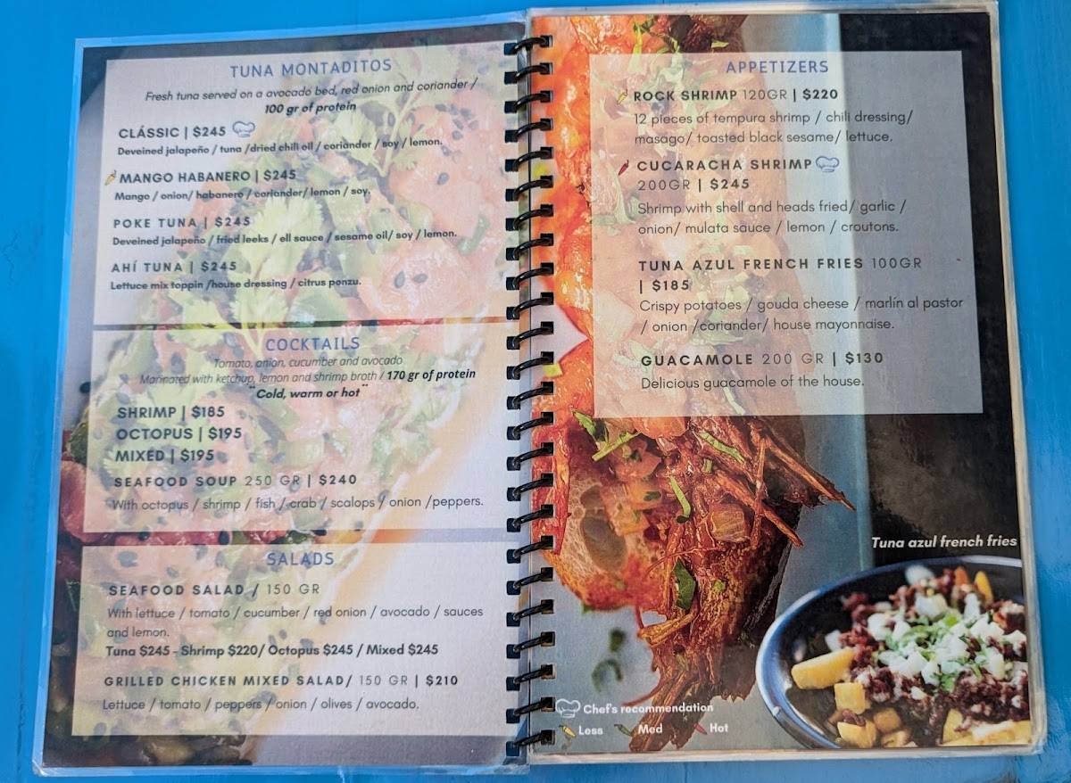 Menu at Tuna Azul Zona Romantica restaurant, Puerto Vallarta