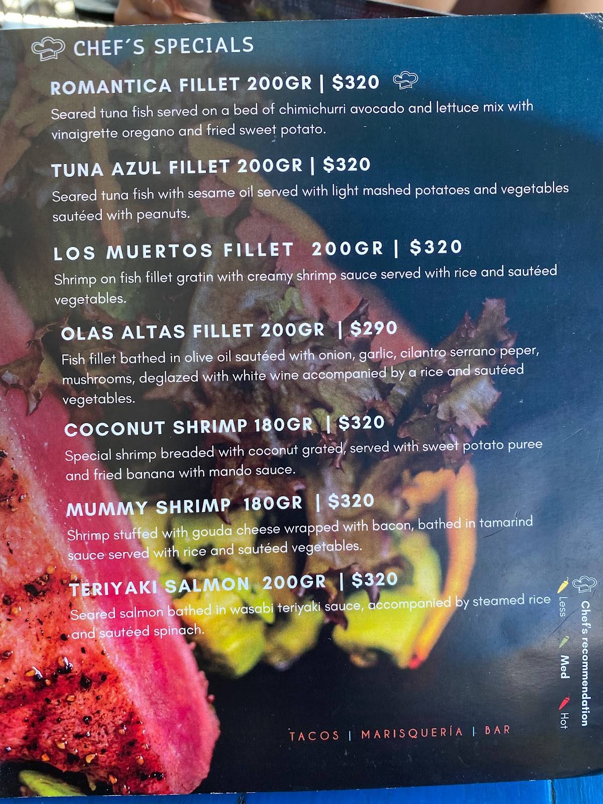 Menu at Tuna Azul Zona Romantica restaurant, Puerto Vallarta