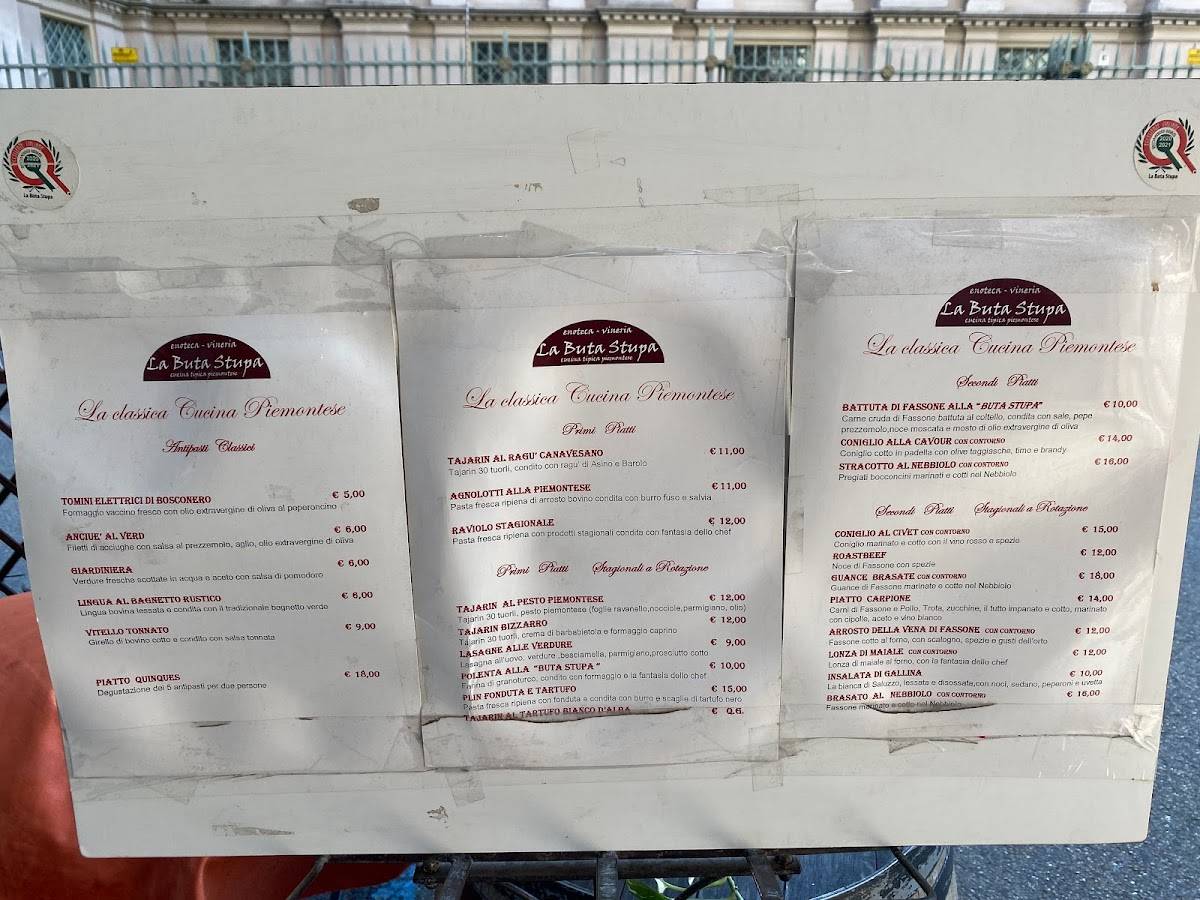 Menu da La Buta Stupa ristorante, Torino