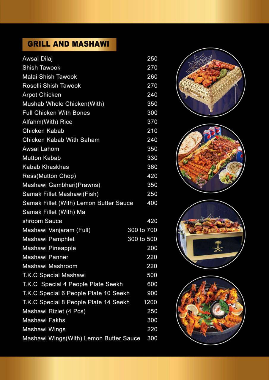 Menu at Turkish Kabab Corner, Visakhapatnam