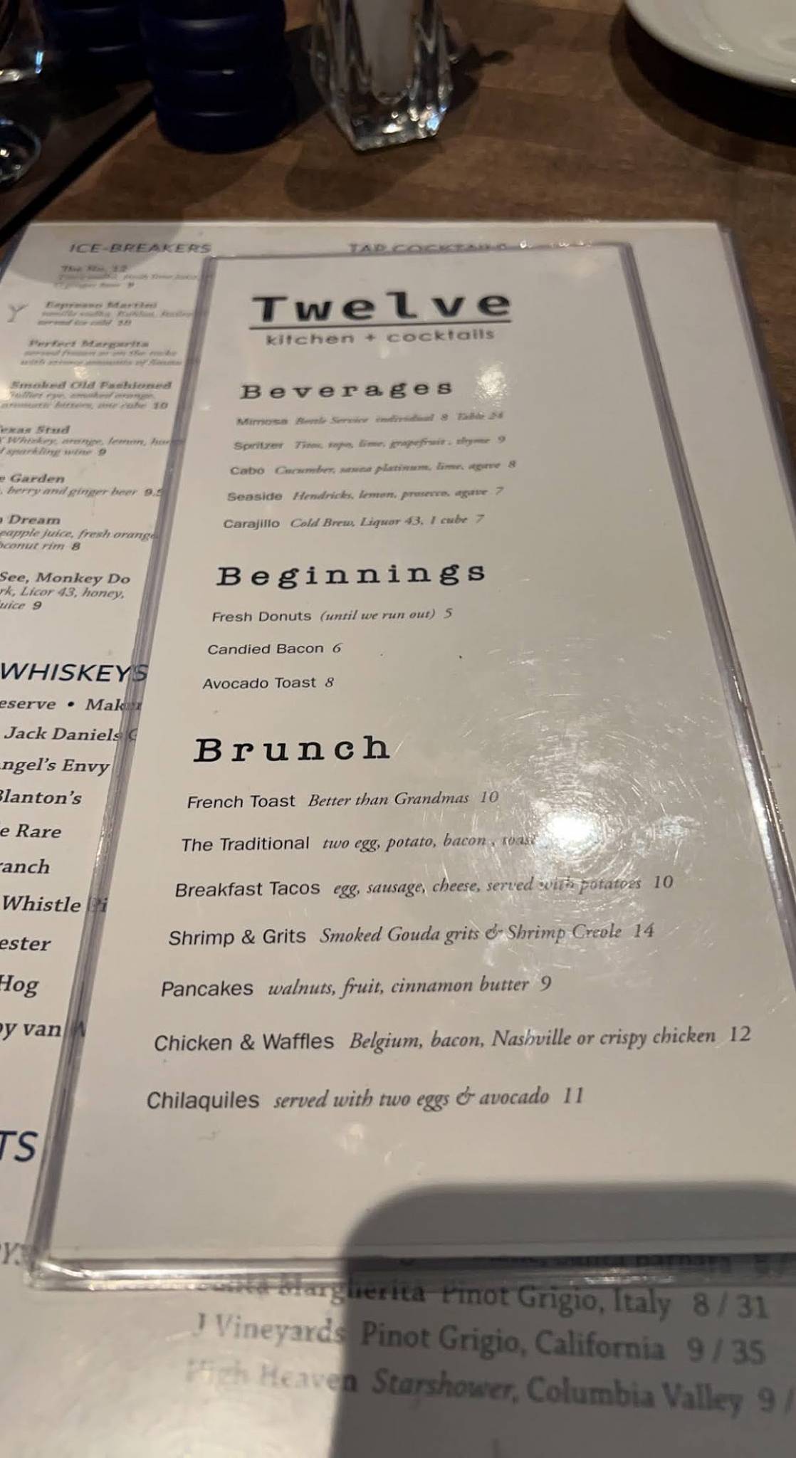 Menu at Twelve Kitchen + Cocktails restaurant, Tyler