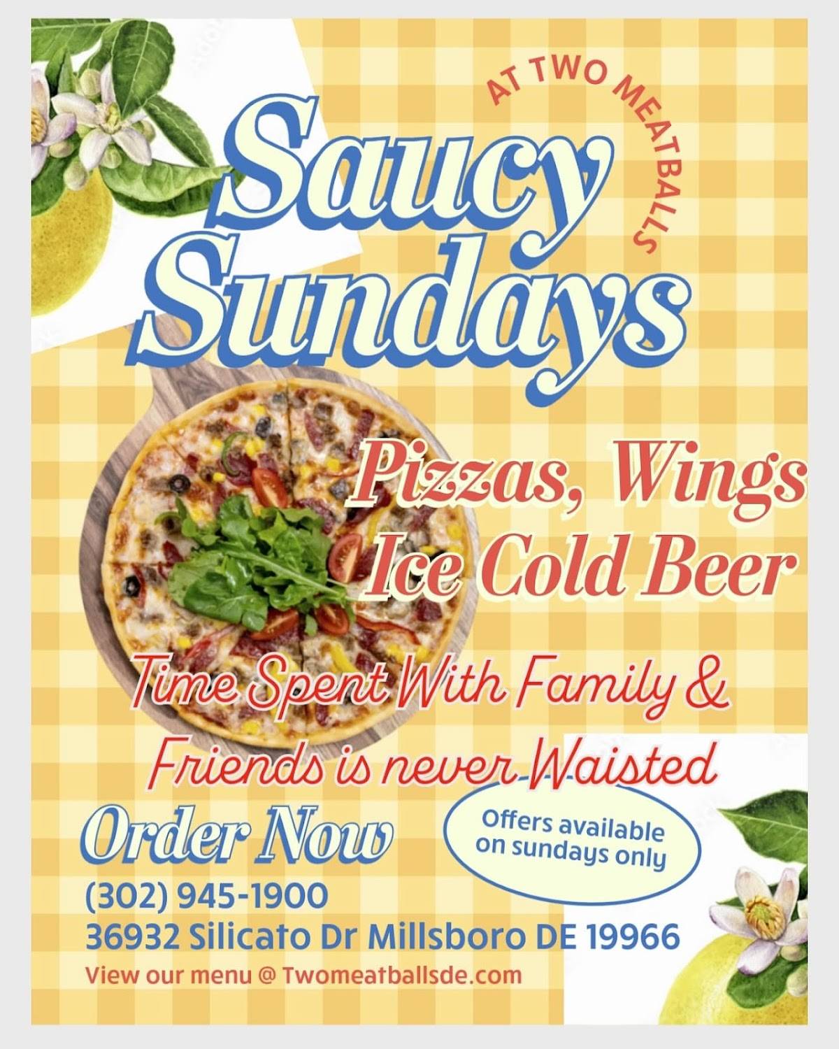 Menu at Two Meatballs Ristorante pizzeria, Long Neck