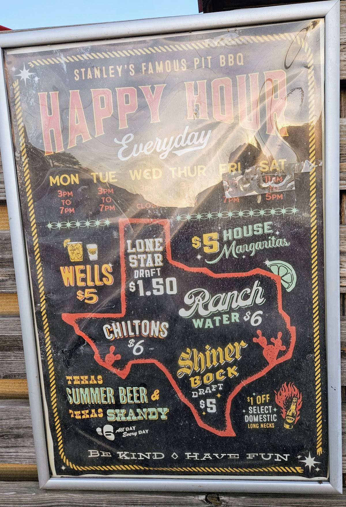 Menu at Stanley's Famous Pit Barbecue, Tyler