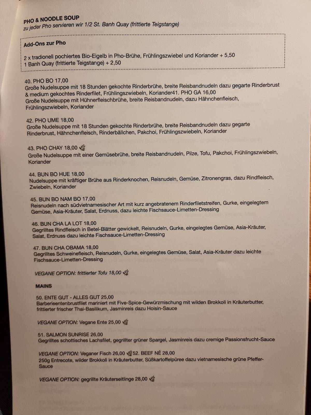 Speisekarte von UMÊ vietnamese restaurant, Kassel