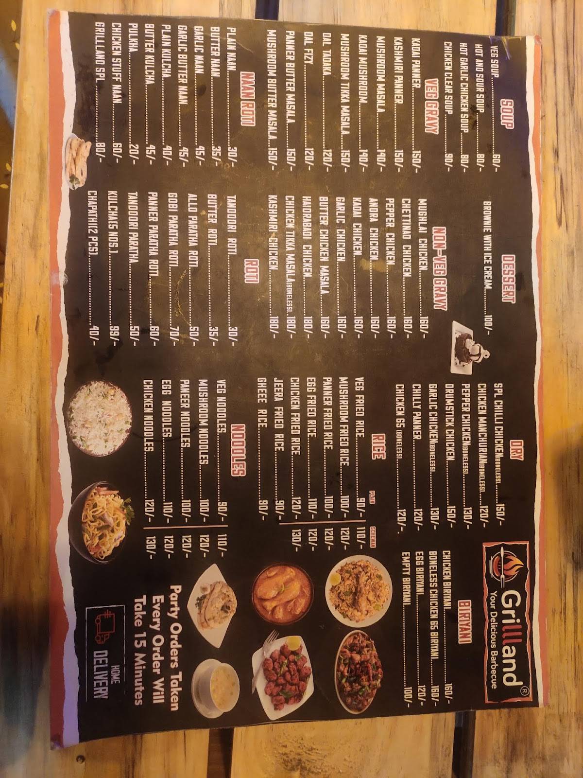Menu at Grillland BBQ, Udumalpet