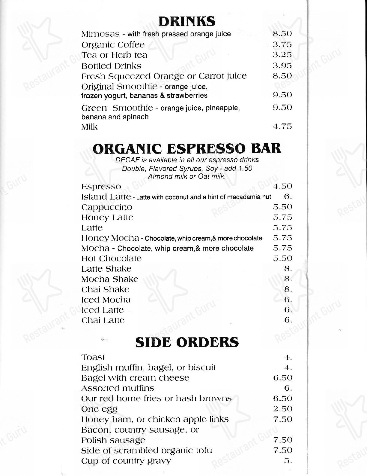Menu at Ellie's Mutt Hut cafe, Ukiah