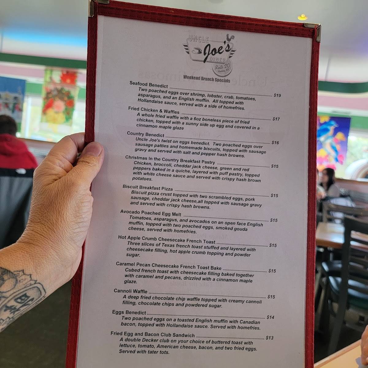 Menu at Uncle Joe's Diner restaurant, Hamburg