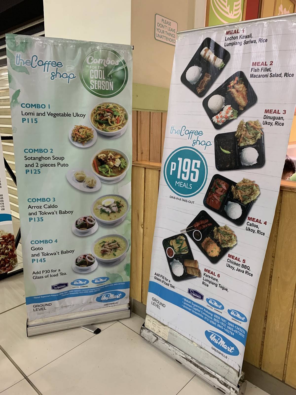 Menu at Unimart The Coffee Shop, Pasig