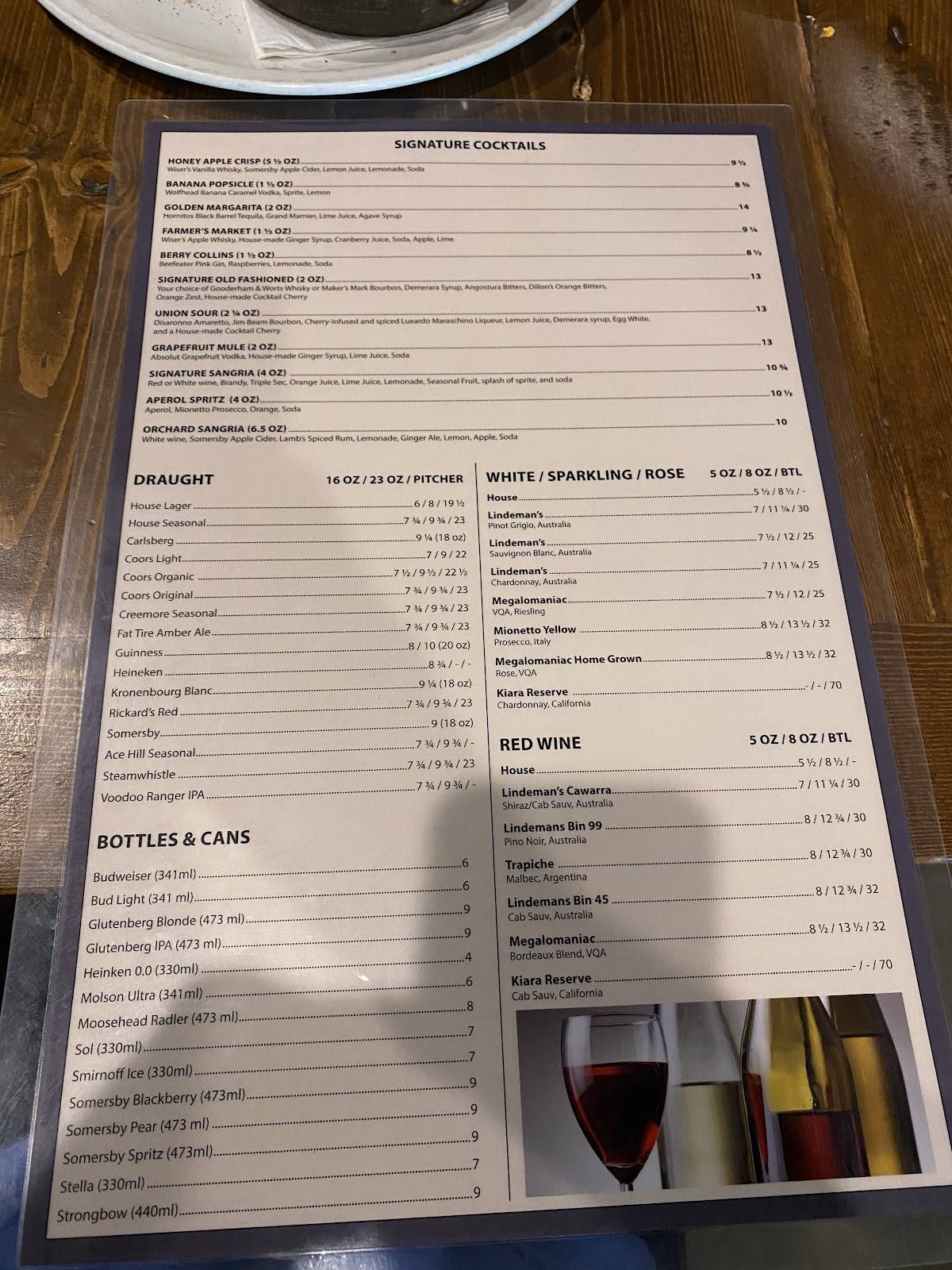 Menu at Union Pub Komoka, Komoka