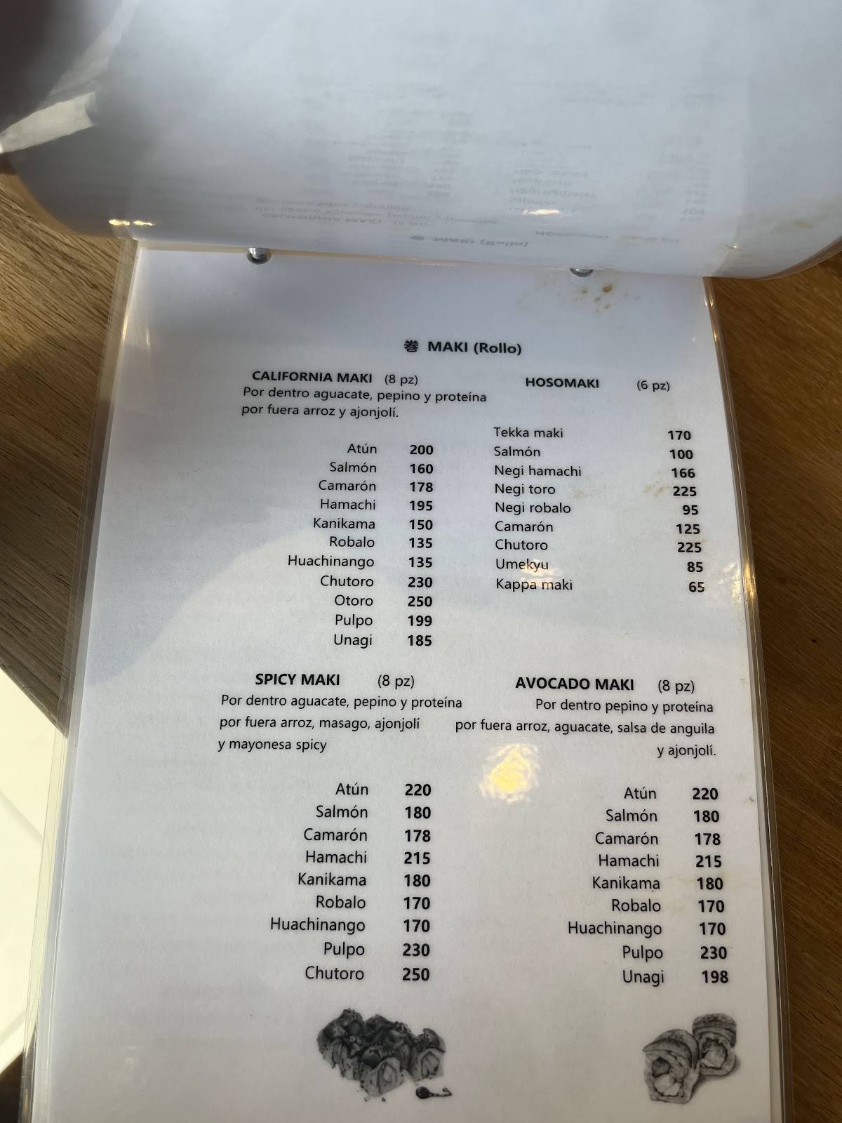 Carta del restaurante Uroko Sushi, Guadalajara