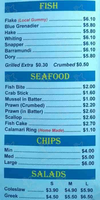 Menu at VIEWBANK Fish & Chips fast food, Viewbank
