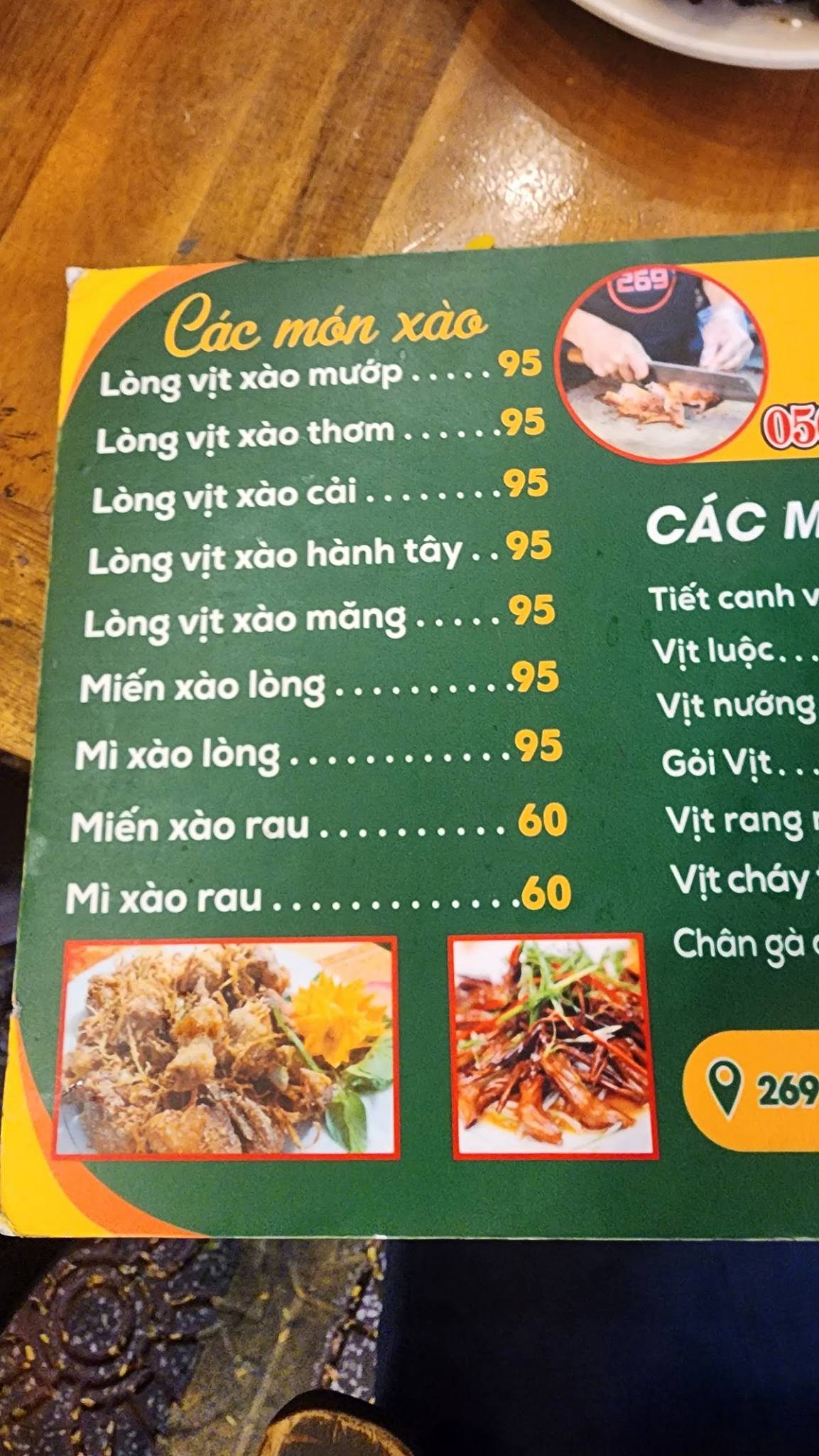 Menu at VỊT NGON 269 VỊT NGON QUẬN 1 restaurant, Ho Chi Minh City