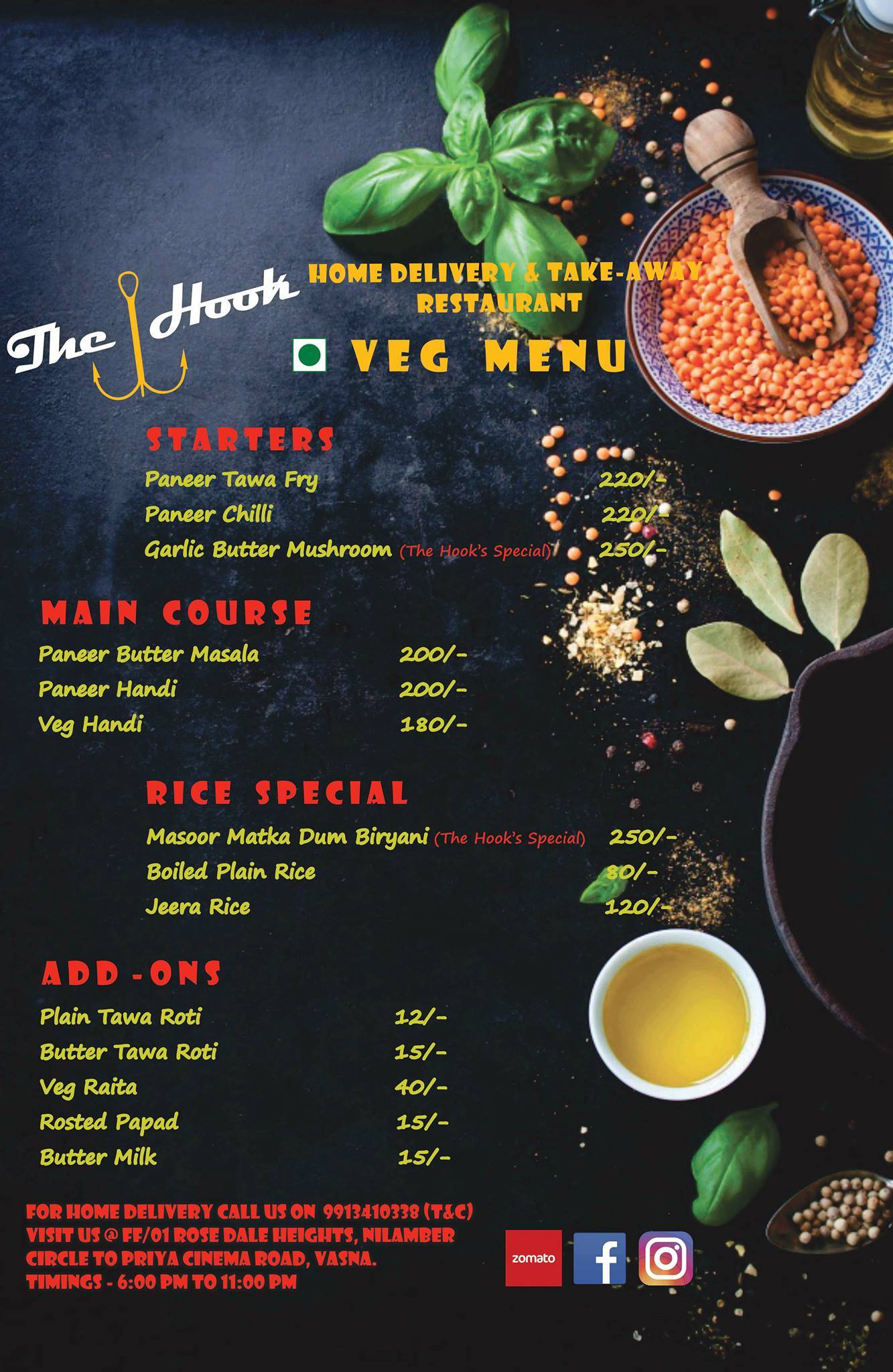 Menu at The Hook Restaurant, Vadodara, Road 4