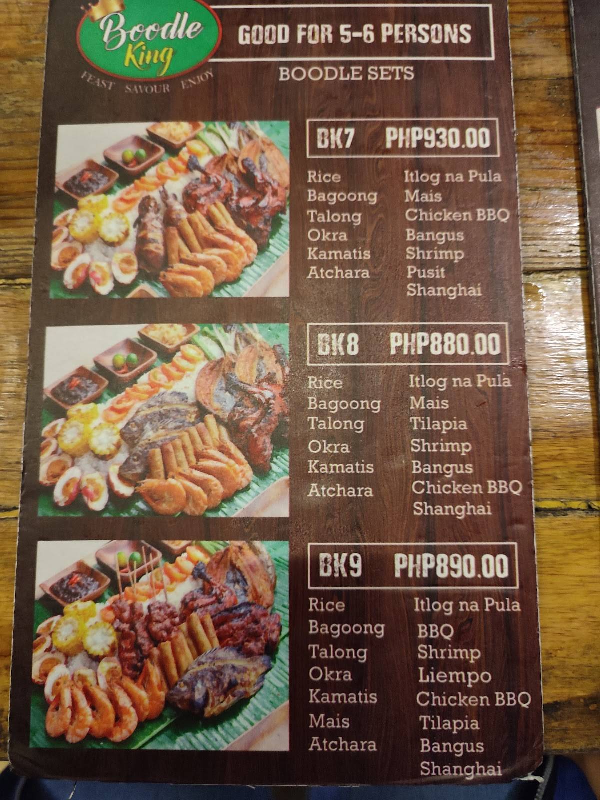 Menu at Boodle King restaurant, Valenzuela