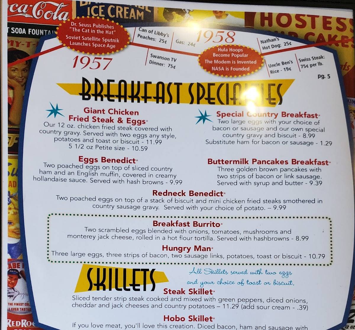 Menu at Stardust Diner cafe, Vancouver