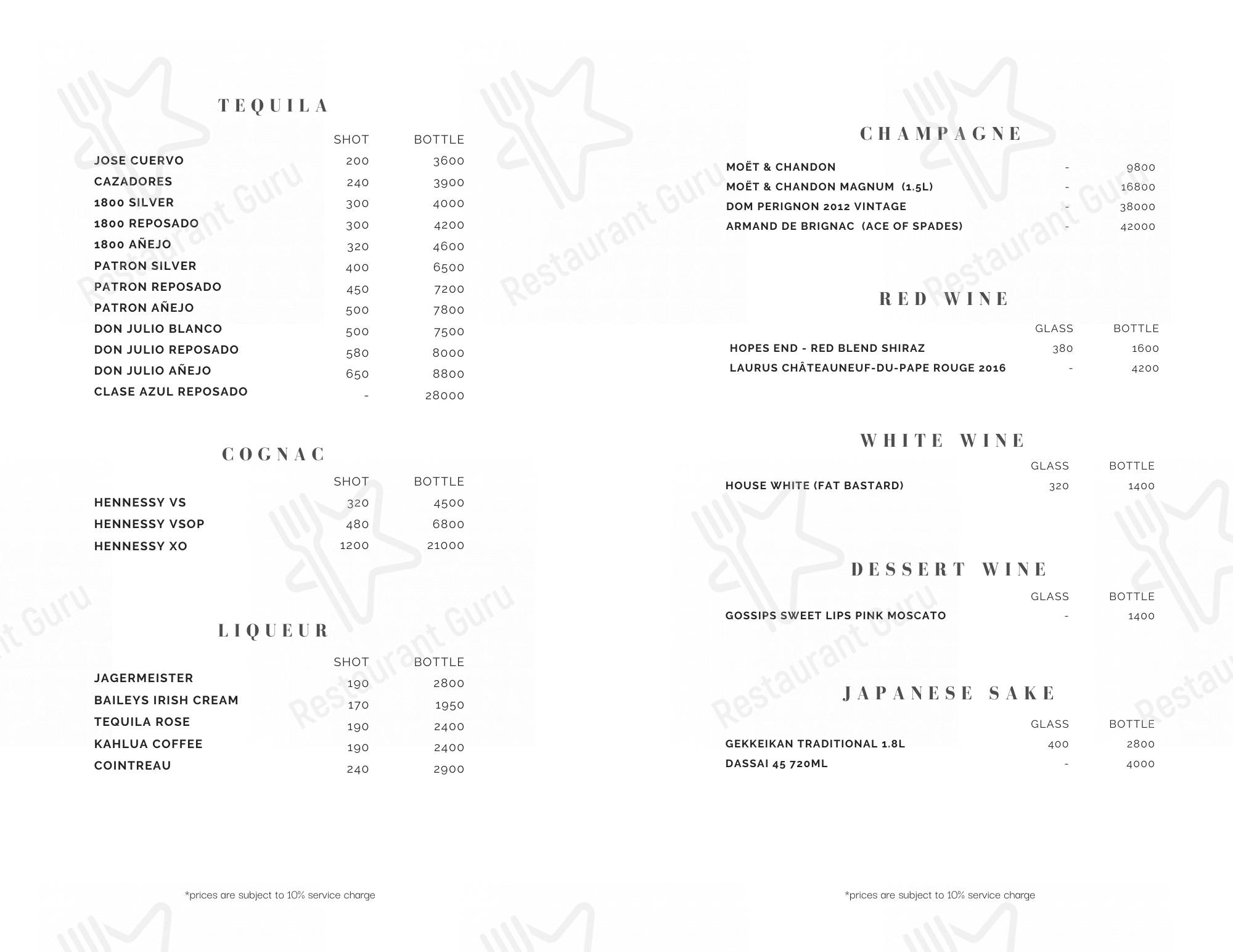 Menu at Verified Rooftop Bar & Lounge, Cebu City