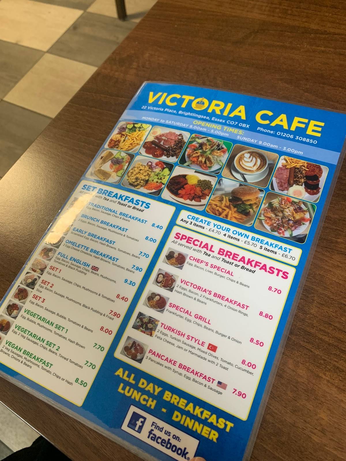 Menu at Victoria Cafe, Brightlingsea