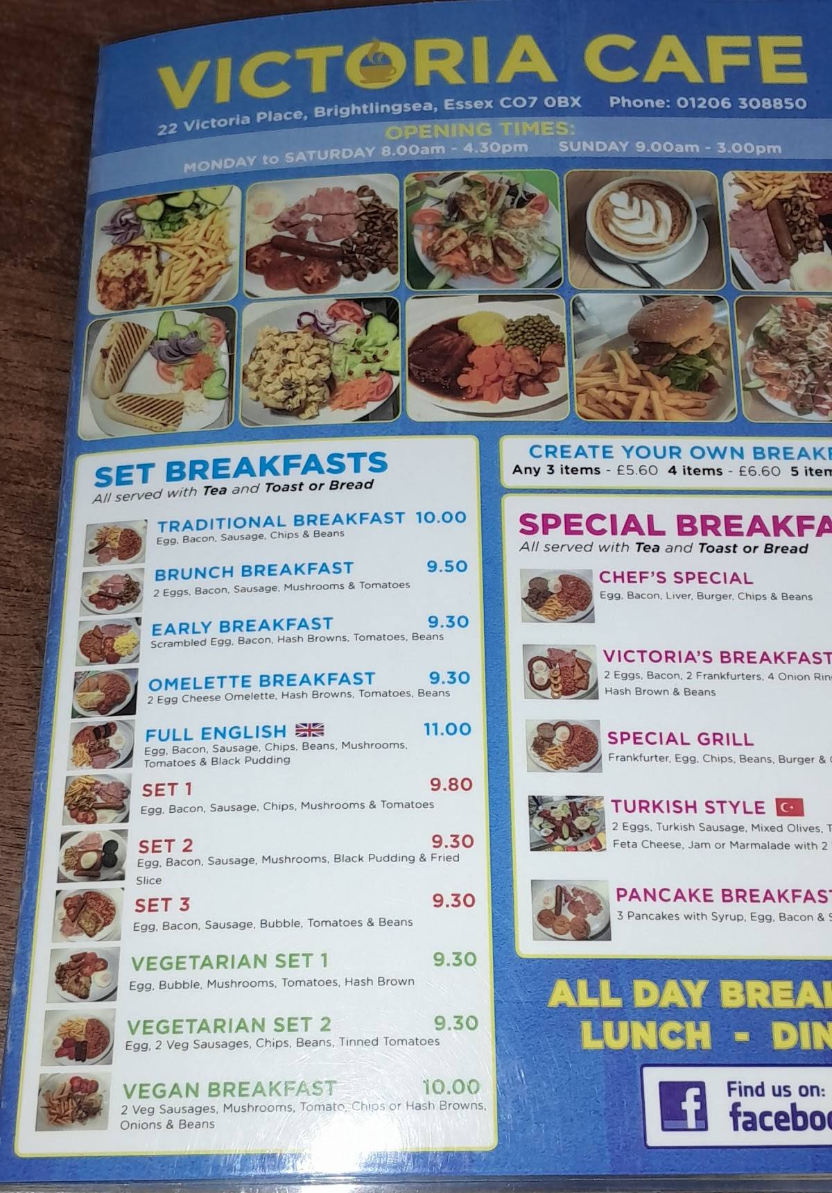 Menu at Victoria Cafe, Brightlingsea
