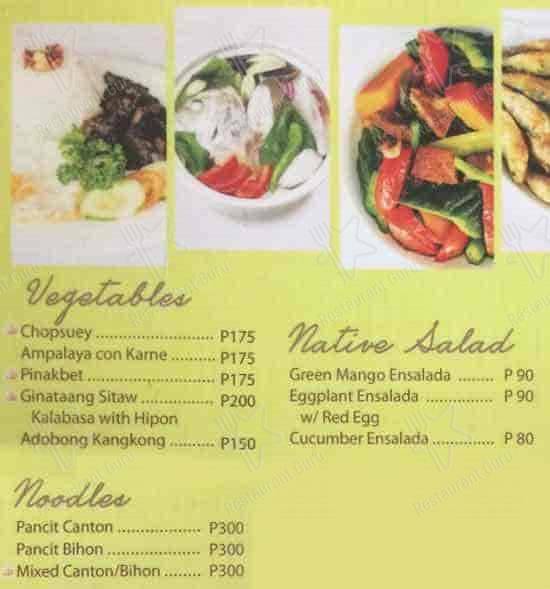 Menu at Viewsite Restaurant Mahogany, Tagaytay, 4W3M+8XQ
