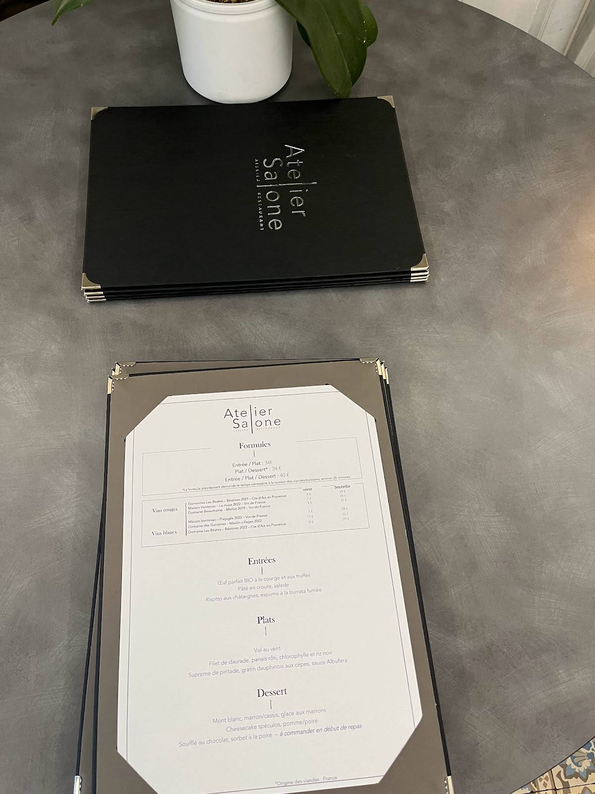 Menu au Villa Salone restaurant, Salon-de-Provence