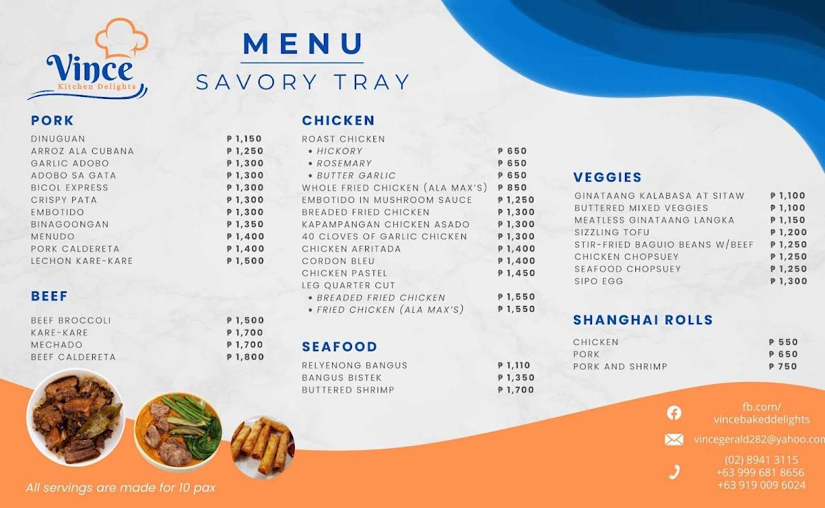 Menu at Vince Kitchen Delights restaurant, Cainta