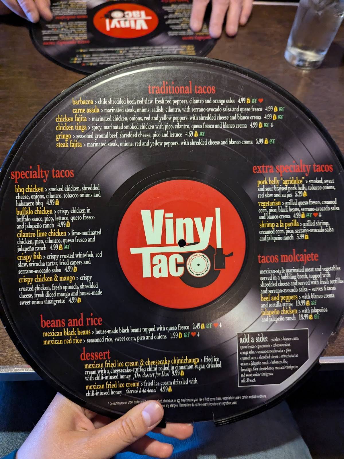 Menu at Vinyl Taco pub & bar, Sioux Falls