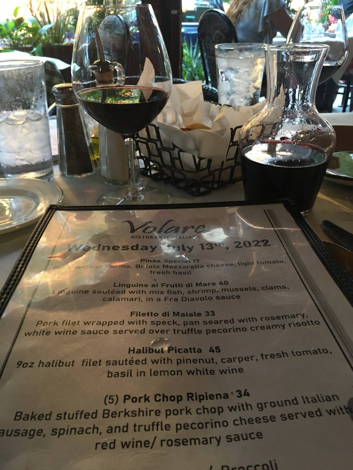 Menu at Volare Ristorante Italiano restaurant, Chicago, 201 E Grand Ave