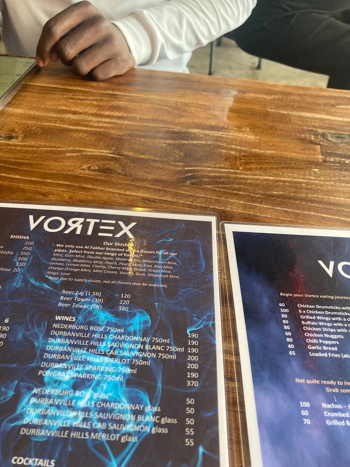 Menu at Vortex Shisha pub & bar, Cape Town