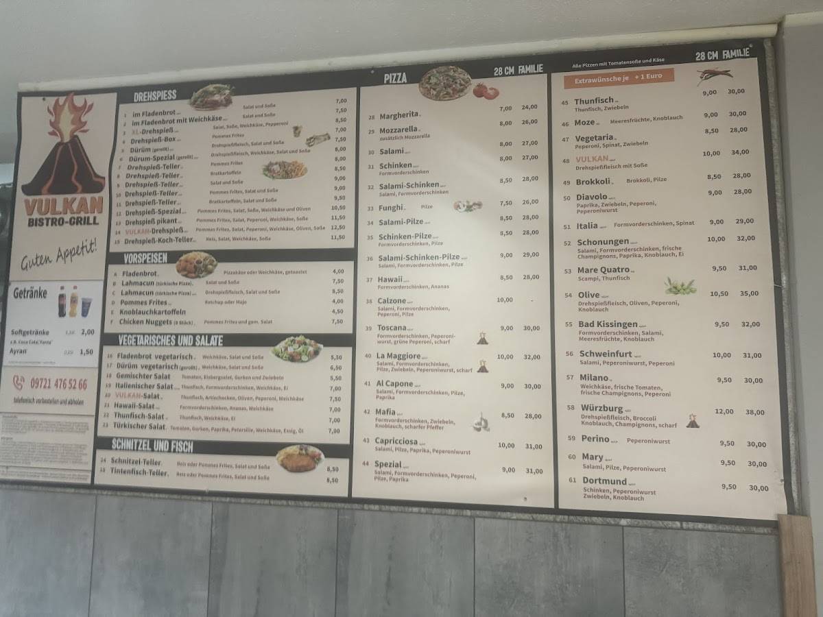 Speisekarte von Vulkan Bistro Grill restaurant, Schonungen