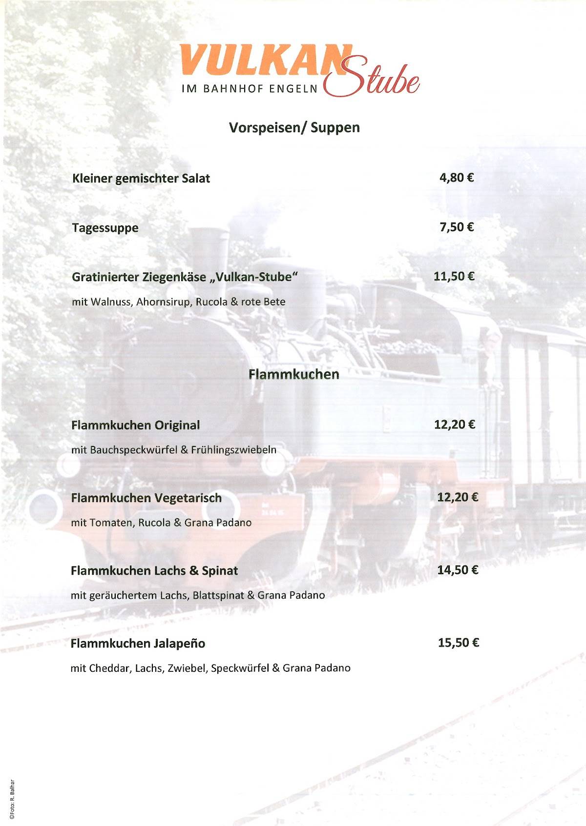 Speisekarte von Vulkan Stube Bahnhof Engeln restaurant, Kempenich