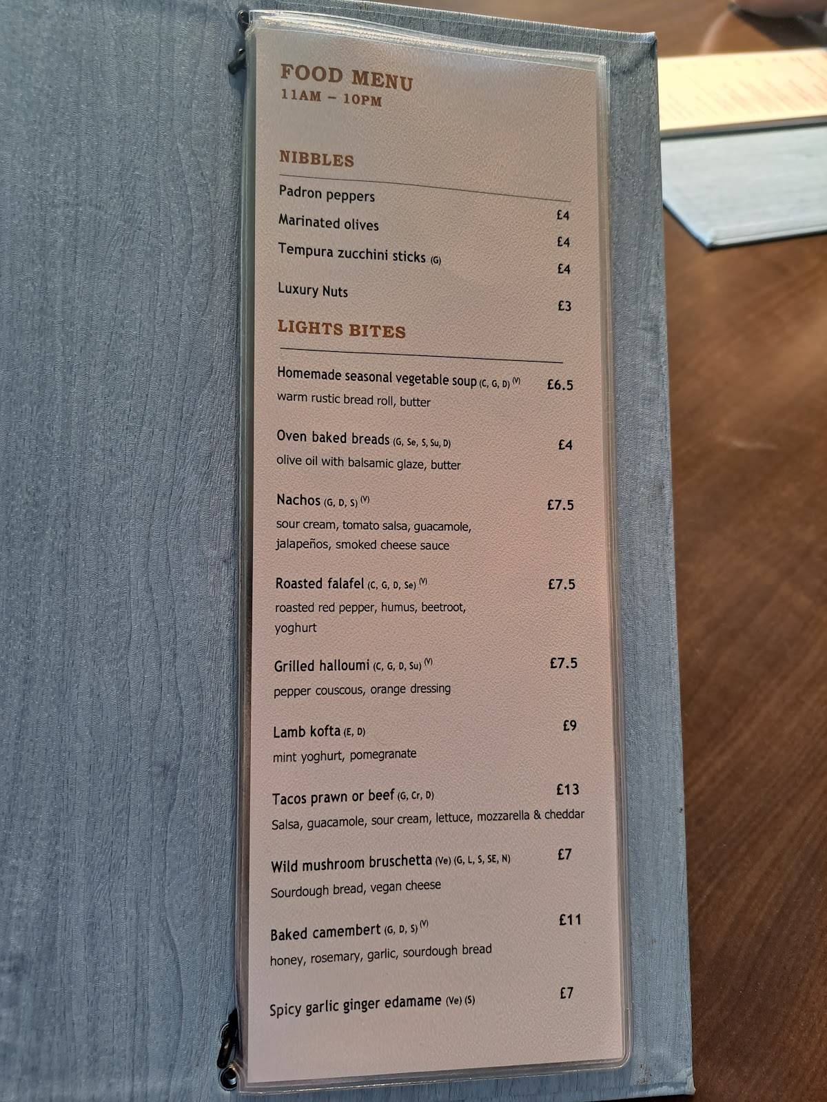 Menu at W5 Bar & Kitchen, London