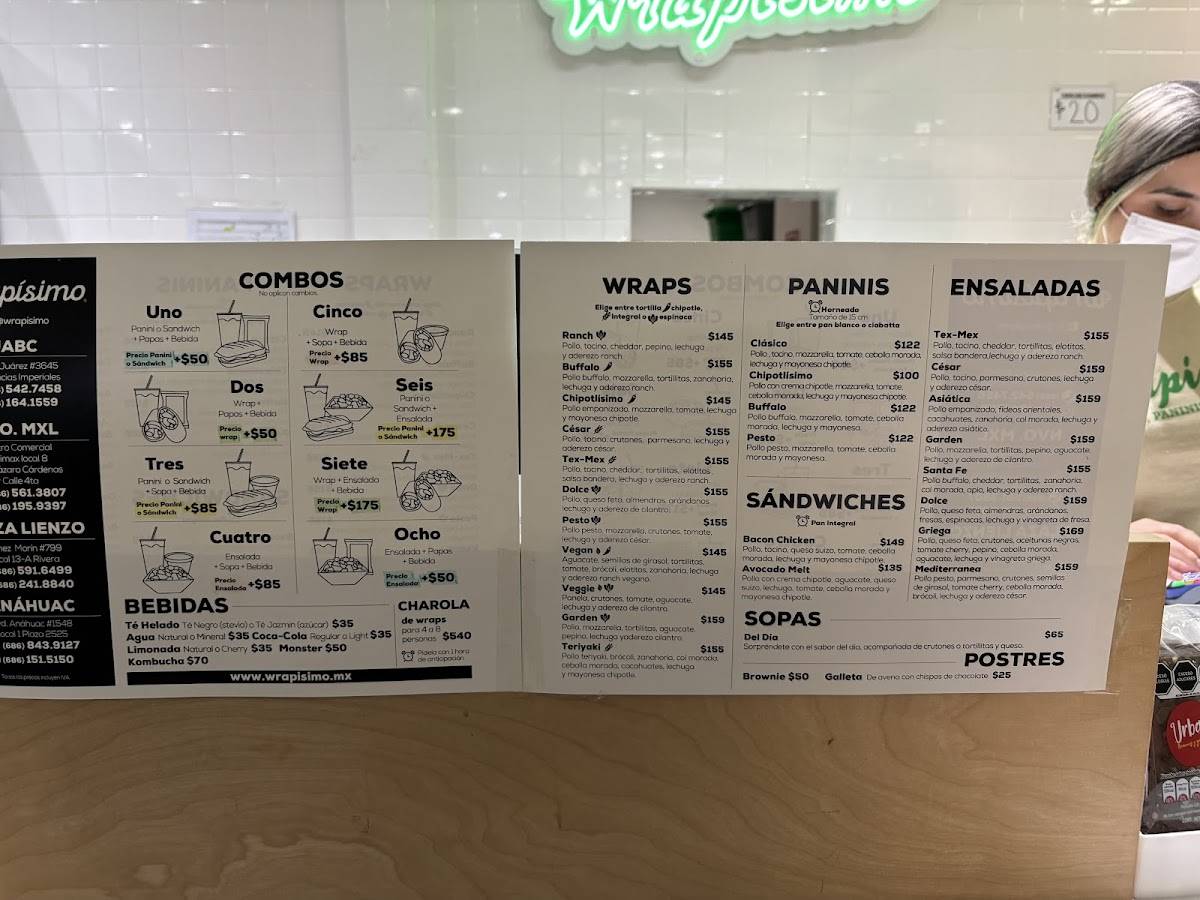 Carta del restaurante WRAPISIMO Sucursal UABC, Mexicali, Blvd. Benito ...