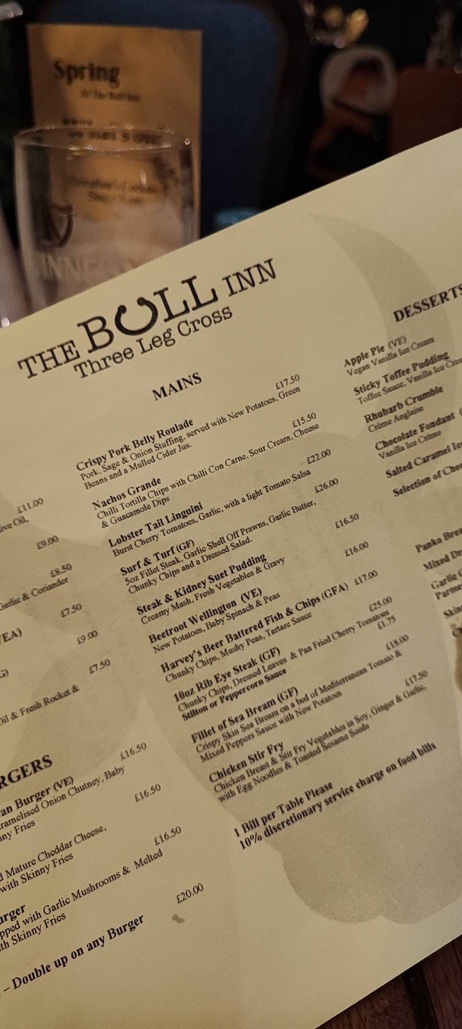 Menu at The Bull Inn Ticehurst pub & bar, Wadhurst