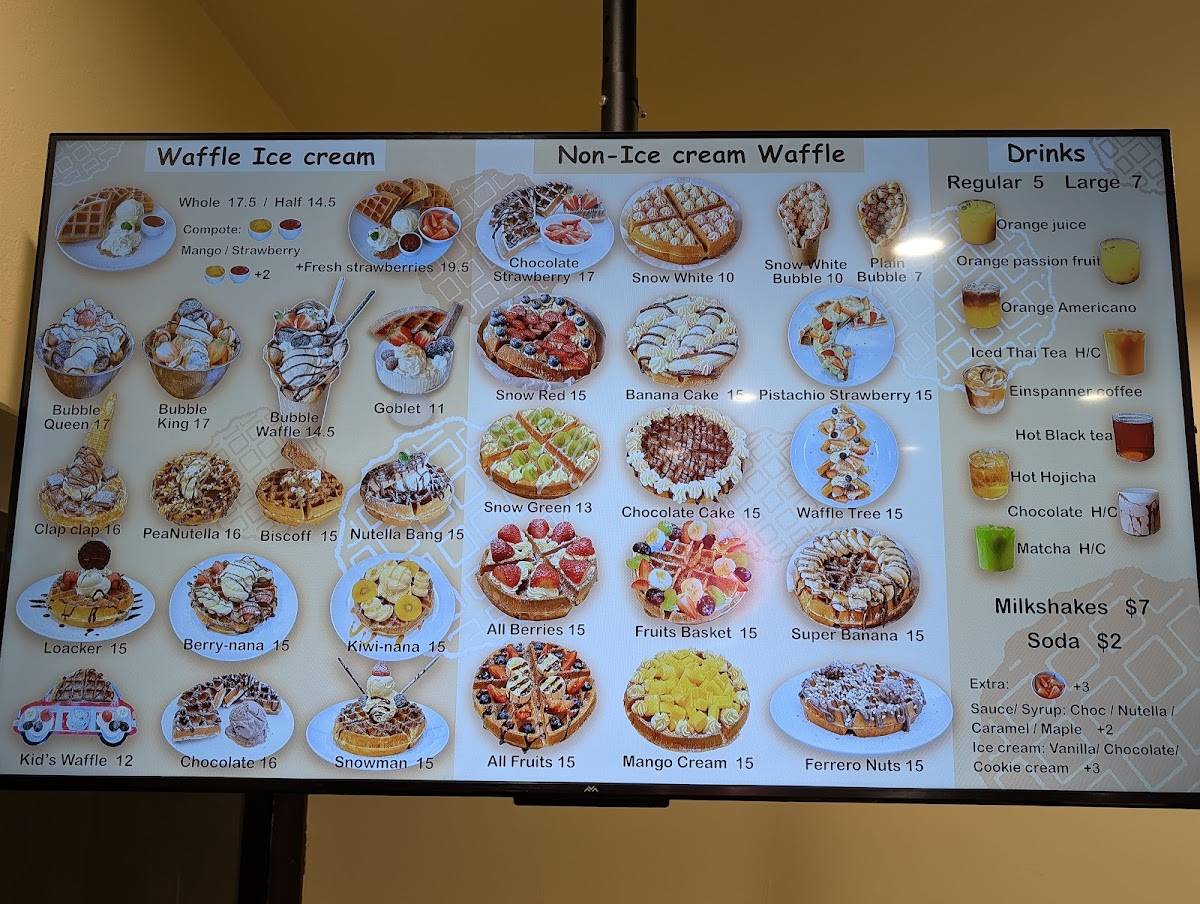 Menu at Waffle Tree desserts, Prospect